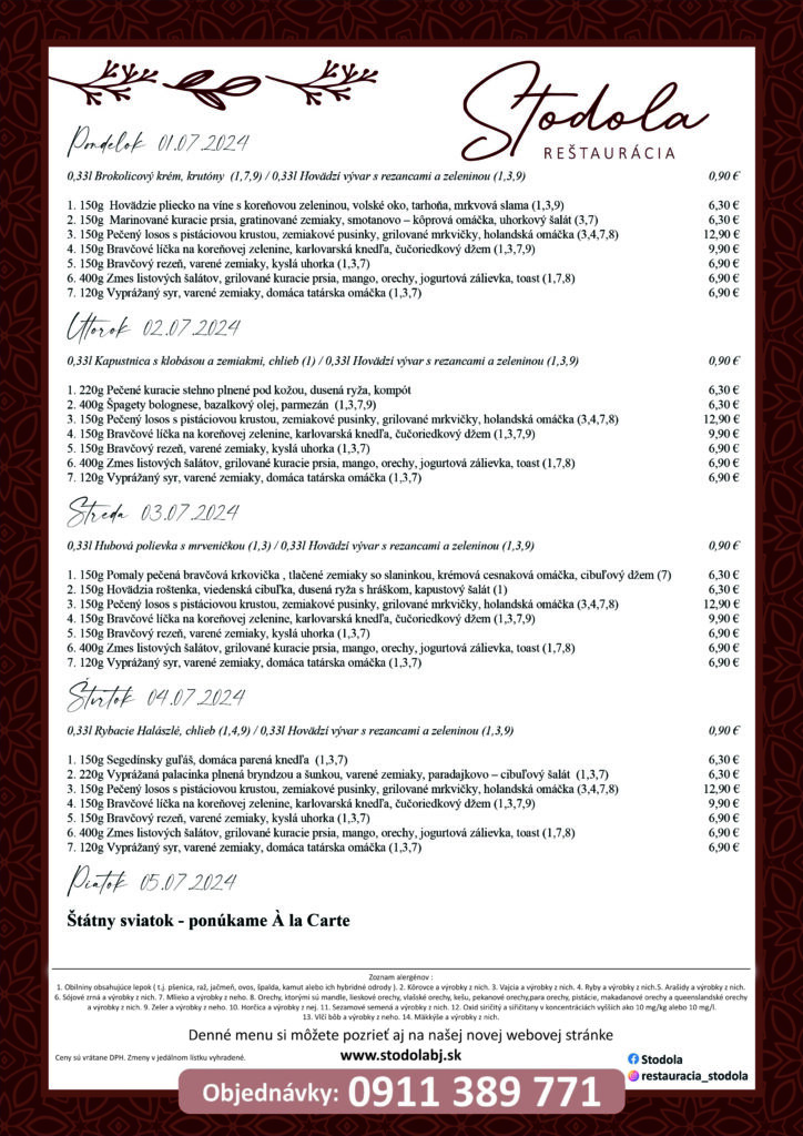 Denné menu - stodolabj.sk